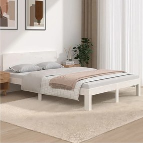 Rám postele bílý masivní dřevo 135 x 190 cm dvojlůžko - Default Title