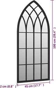 Zahradní zrcadlo černé 100 x 45 cm železo pro použití venku 318342