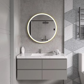 Erga Olivia, kulaté LED zrcadlo 70cm, zlatý kovový rám, 1610 lm, 6500K, ERG-V01-202-7070-GD