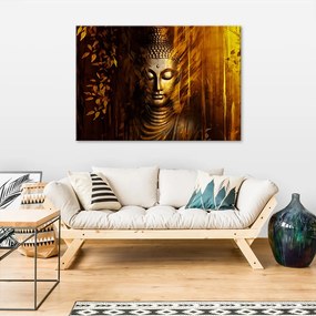Obraz na plátně, meditující buddha příroda - 120x80 cm