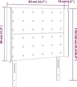 Čelo postele s LED černé 83 x 16 x 118/128 cm textil 3124458