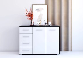 IDZ Komoda FRIDA 2D4S 01, 135 cm Bílá / Černá