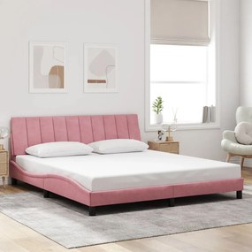 Rám postele s LED osvětlením bez matrace Hanko růžový 180 x 200 cm samet 3213798