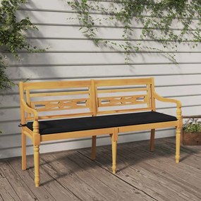 Lavice Batavia s černou poduškou 150 cm masivní teakové dřevo 3100833