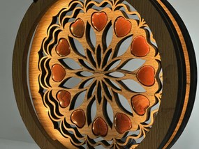 Li-Go "Srdce, karneolová mandala" Stolní lampa 20x22 cm dub