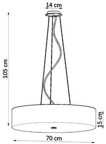 Závěsné svítidlo Skala, 1x černé textilní stínítko, (bílé sklo), (fi 70 cm)