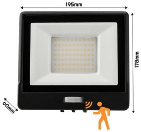 BERGE LED reflektor MASTER - 50W - IP65 - PIR - neutrální bílá