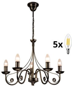 Brilagi - LED Lustr na řetězu STEFANO 5xE14/40W/230V černá patina