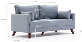 Atelier del Sofa 2-místná pohovka Bella Soft İkili Koltuk - Blue, Modrá