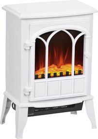 HOMCOM Elektrický stojací krb 1000/2000 W, dekorativní krb s LED efektem plamene, bílý