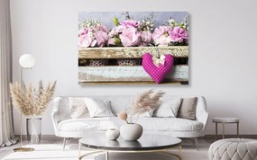 Obraz květiny karafiátu v dřevěné bedně Varianta: 60x40