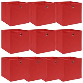 Úložné boxy 10 ks červené 32 x 32 x 32 cm textil - Default Title