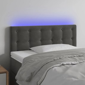Čelo postele s LED tmavě šedé 90x5x78/88 cm samet 3122083