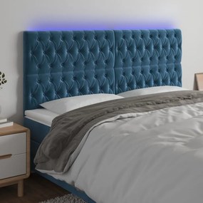 Čelo postele s LED tmavě modré 200x7x118/128 cm samet 3122830