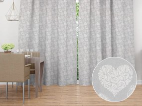 Biante Dekorační závěs PML-071 Srdce s ornamenty na šedém 145x150 cm