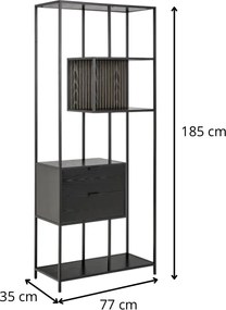 Knihovna SEAFORD II 185 cm černá