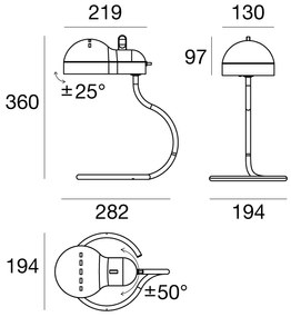 Stilnovo 9069 Minitopo Chrome special, chromová stolní retro lampička, 1x7W LED E27, výška 36cm