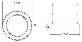 BRUMBERG Biro Circle Ring direct on/off 100cm černý 4000 K