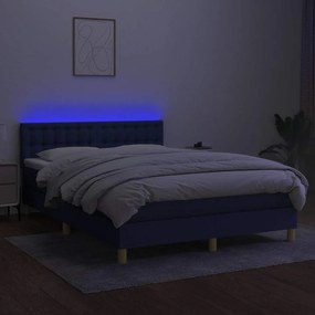 Box spring postel s matrací a LED modrá 140x200 cm textil 3134043