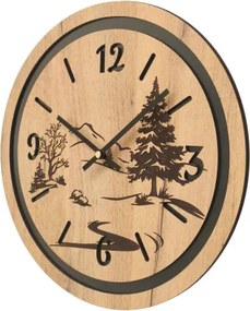 Dřevěné nástěnné hodiny s motivem lesa - moderní design | SENTOP HDF0608-čiene-ruky