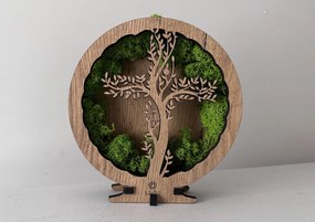 Li-Go "Kříž v mechu" lampa 20x22cm provedení povrchu: dub světlý