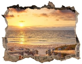 Wallmuralia Díra 3D ve zdi nálepka Stezka na pláž 95x64 cm