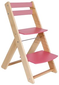 WOOD PARTNER Rostoucí židle pro školáky Vendy lak/růžová