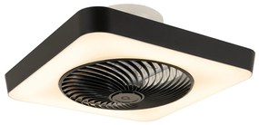 Chytrý stropní ventilátor čtvercový černý vč. LED stmívatelné - Climo