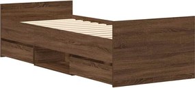 Rám postele s hlavovým a nožním čelem hnědý dub 100 x 200 cm 3203802
