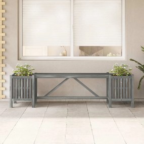 Zahradní lavice se 2 truhlíky 150 cm masivní akácie šedá 311823