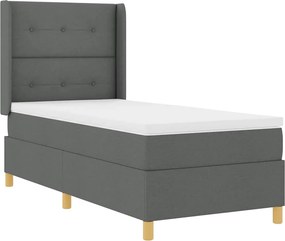 Postel s boxspringem s čelo Tmavě šedá 90 x 200 cm textil 3341813