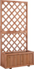 Outsunny Zahradní Vyvýšený Květinový Záhon s Trellis, Dřevěná Kvetinová Bednička, 72,5x31,5x149,5cm pro Zahradu, Balkon, Terasu, Ideální pro Popínavé
