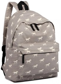 Konofactory Šedý vzorovaný batoh do školy „Horses“ 11L