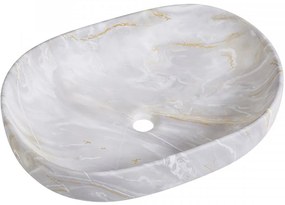 CERANO - Keramické umyvadlo na desku Deno - mramor světlý - 59x41 cm