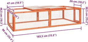 Králíkárna 183 x 90 x 46,5 cm masivní jedlové dřevo 170877