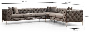 Designová rohová sedačka Rococo antracitová - levá