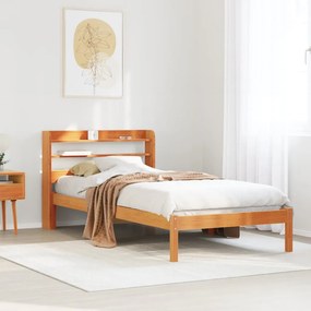 Rám postele s čelem voskově hnědý 100 x 200 cm masivní borovice 3306557
