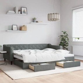 Válenda s přistýlkou a zásuvkami tmavě šedá 90 x 200 cm textil 3197463