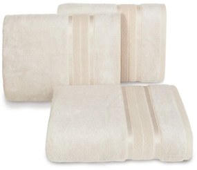 Eurofirany Bambusový béžový ručník MIRO se zdobeným okrajem 70x140 cm