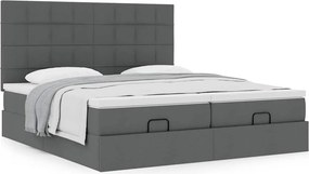 Osmanský rám postele s matrací tmavě šedý 200x200cm textil 3313700