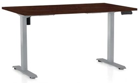 Výškově nastavitelný stůl OfficeTech B, 120 x 80 cm, šedá podnož, wenge