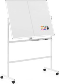 Costway Oboustranná magnetická tabule 120 × 90 cm na stojanu, bílá
