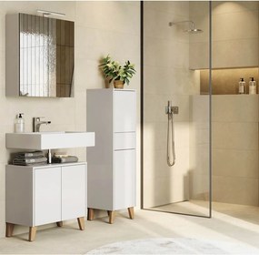 Krémová matná vysoká koupelnová skříňka 33x123 cm Arnea – Germania