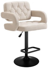 LuxuryForm DESIGN Barová židle ADRIA VELUR na černé kulaté podstavě - krémová