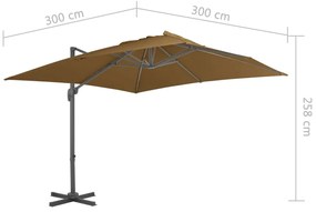 vidaXL Marketos Boční zahradní slunečník s hliníkovou tyčí 300 x 300 cm taupe