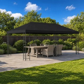 Zahradní altán 6 x 3 m Černá Polyester a ocel 190 gsm 3375991