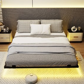 Costway Rám plovoucí postele Queen s LED světly moderní kovový rám