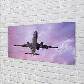 akrylový obraz Mraky obloha letadlo 125x50 cm