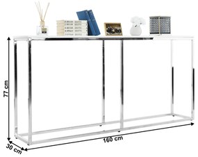 Konzolový stolek v industriálním stylu KORNIS MDF fólie bílá, kov chrom