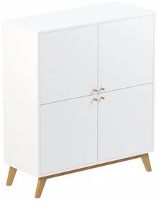 ARBYD Bílá příborníková skříňka Thia s dubovou podnoží 100 x 33 cm